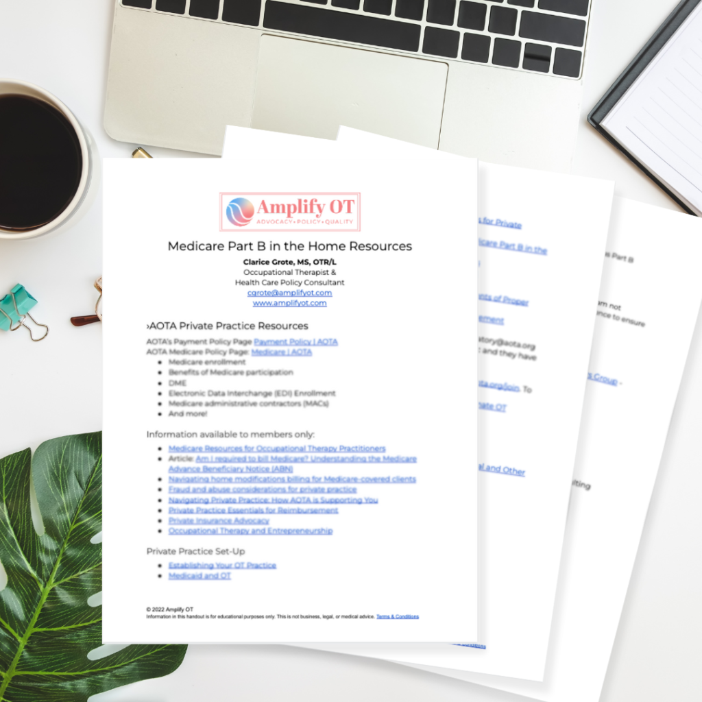 Medicare Part B in the Home Resources – Amplify OT Learning Platform